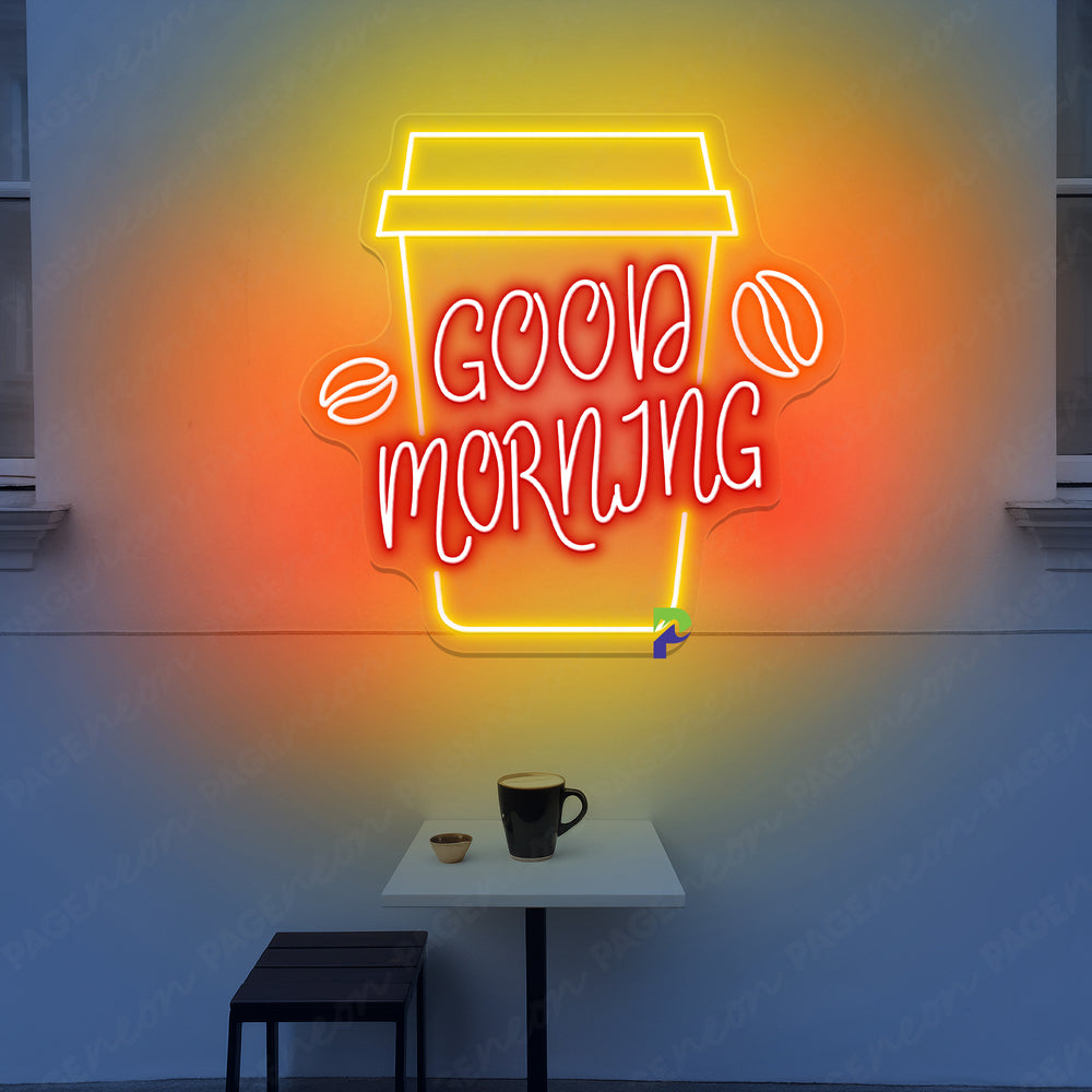 Neon Good Morning Sign Coffee Cup Led Light - PageNeon