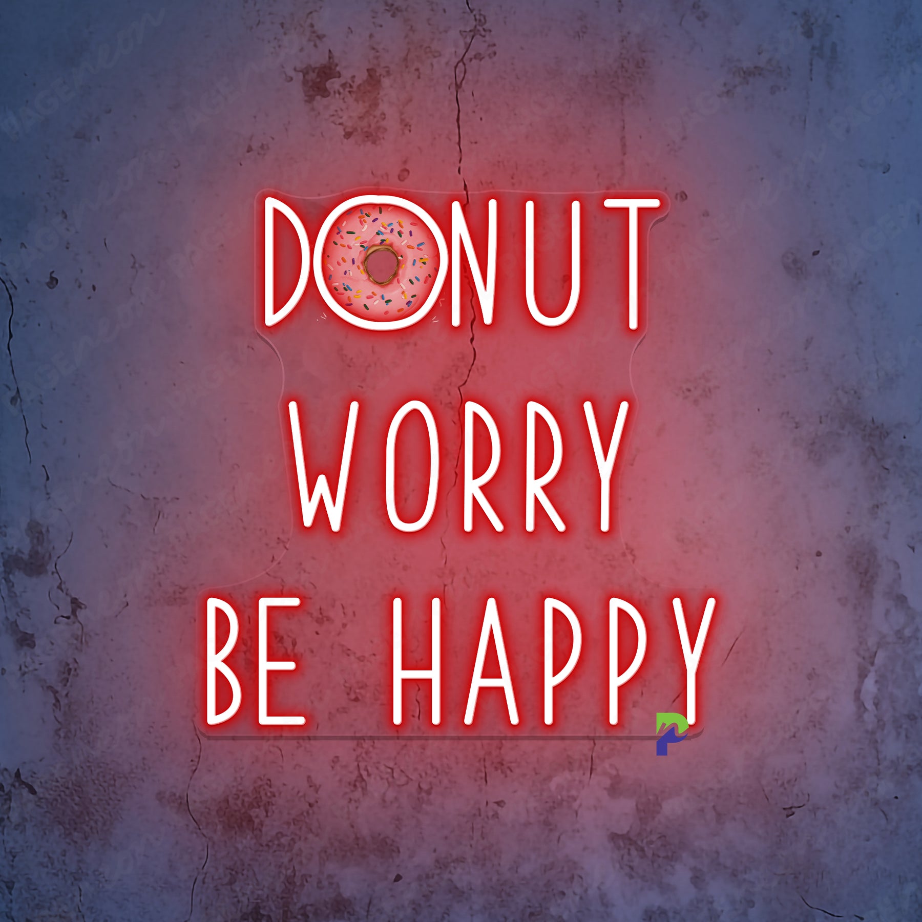 Donut Worry Be Happy Neon Sign Led Light - PageNeon