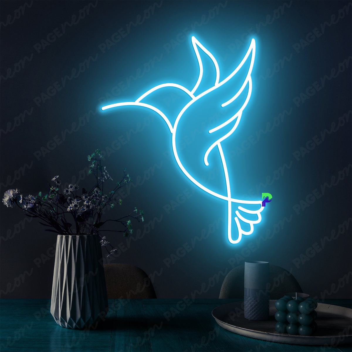 Bird Neon Sign Blue Hummingbird Led Light - PageNeon
